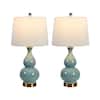 Maxax Sacramento 26 .75 in. Blue Table Lamp Set with USB (Set of 2) T08 ...