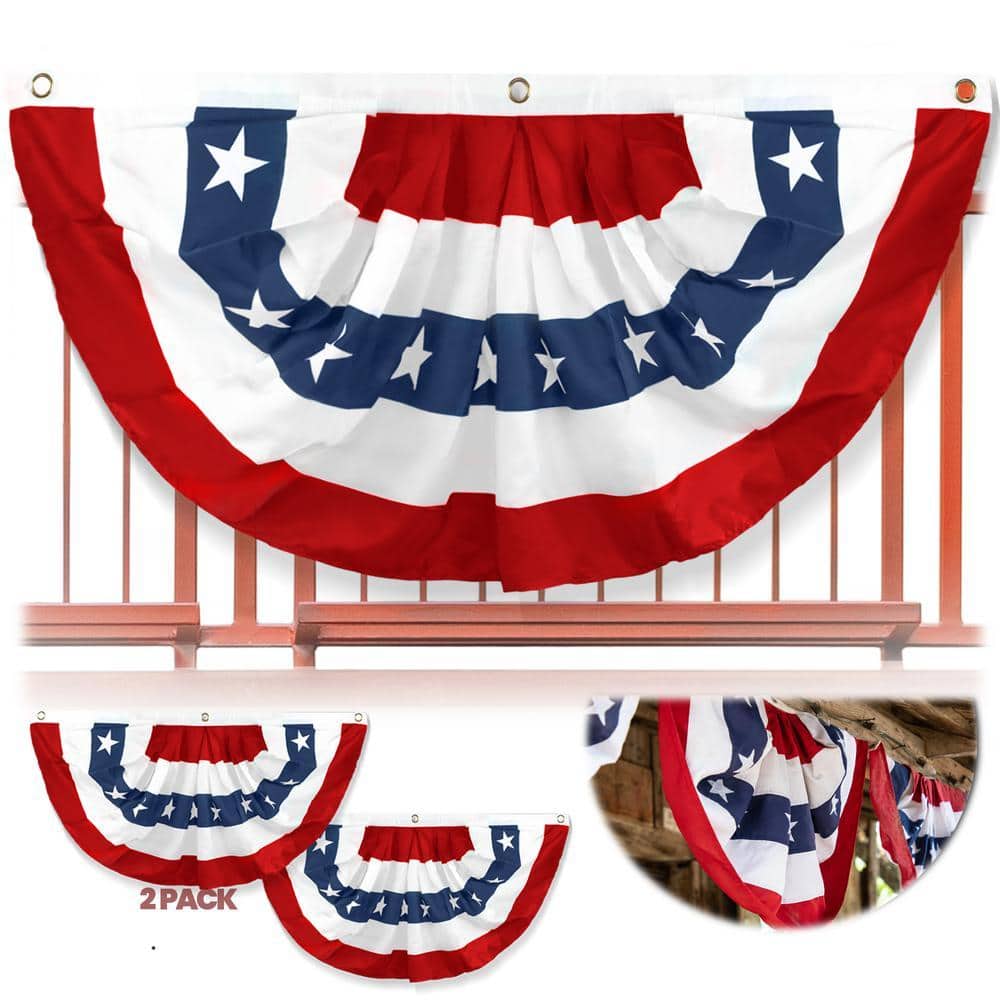 ANLEY 6 ft. x 3 ft. USA Pleated Half Fan Flag - American US Bunting ...