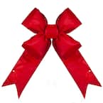 Red Sleigh 15 in. Red Nylon Outdoor Christmas Structural Bow with Gold ...