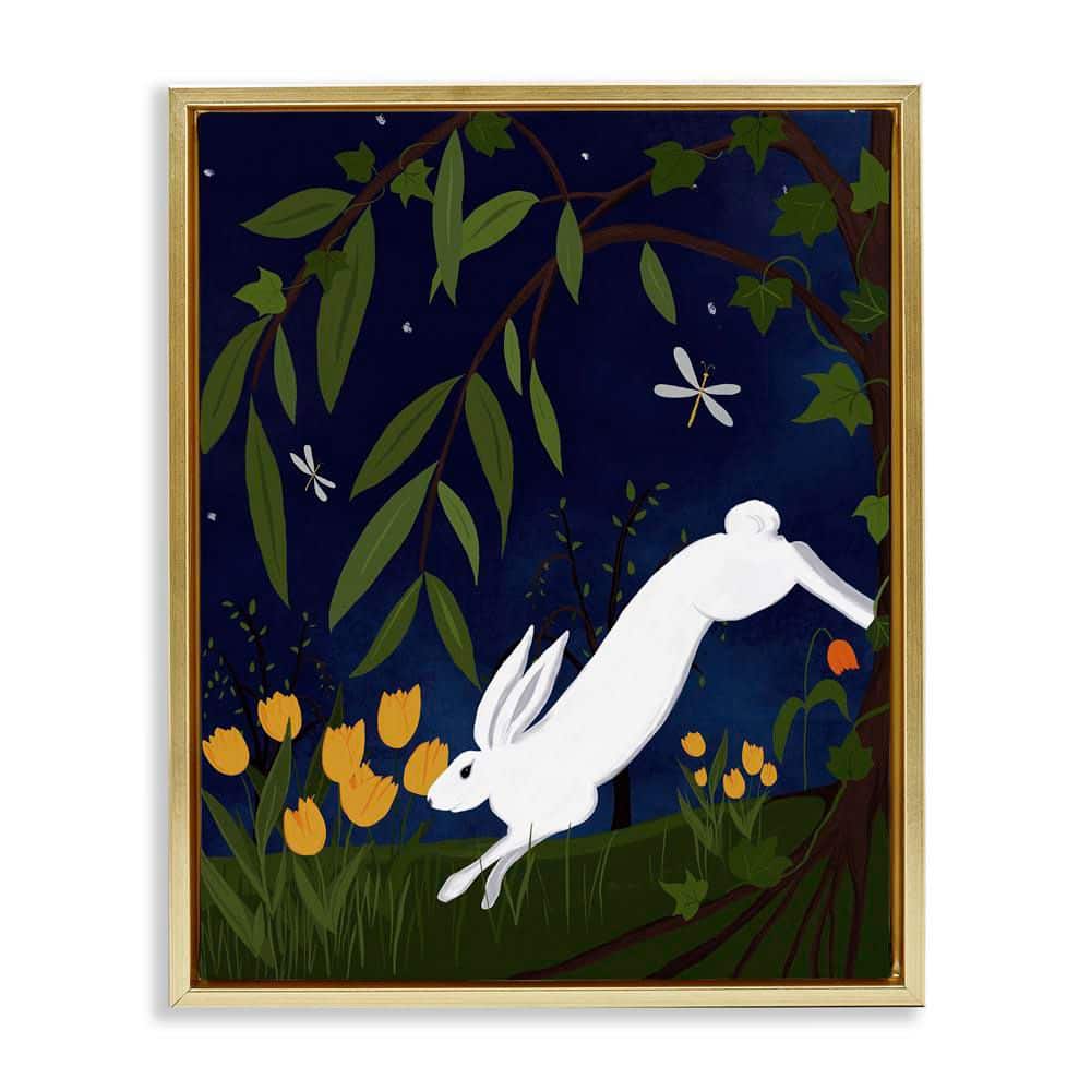Stupell Industries Hare in Night Forest by Michelle Ingari Designs Gold ...