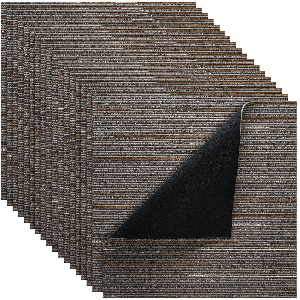 SKYSHALO Reusable Carpet Tiles, Dark Brown Commercial 24 in. x 24 in ...