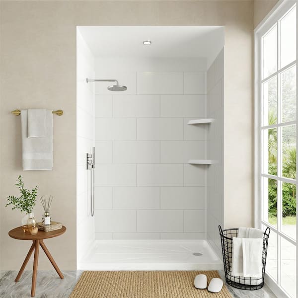 Anywall X Marble 60 in. W x 96 in. H 3-Piece Acrylic Full Shower Wall ...