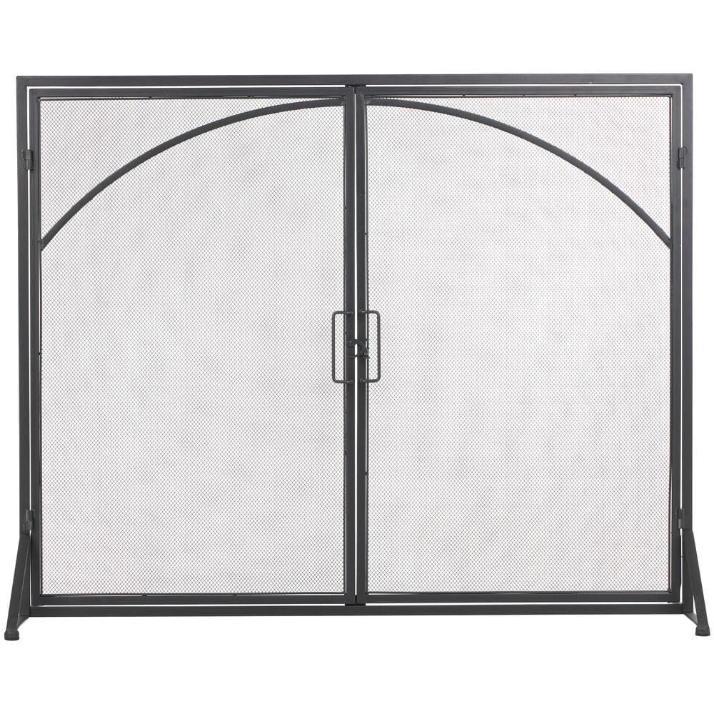 Litton Lane Black Metal Minimalistic Single-Panel Fireplace Screen with ...