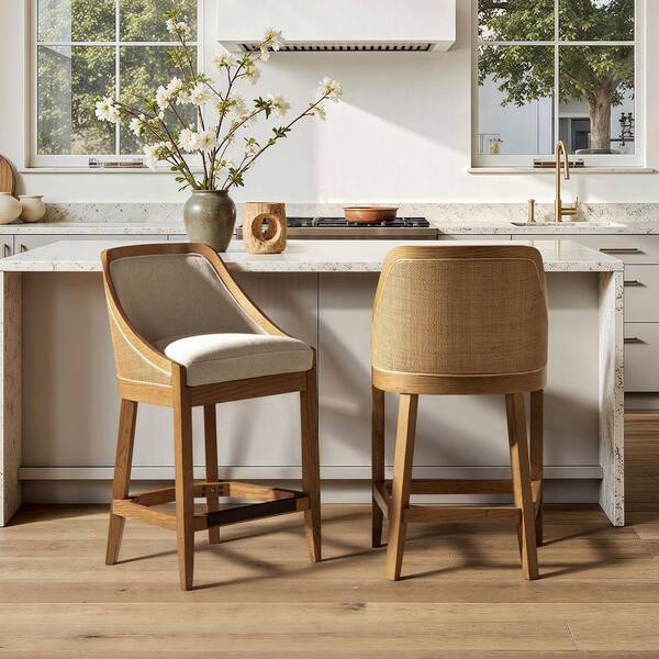 Jennifer Taylor Charleston 36.5 in. Cane Performance Fabric Upholstered ...