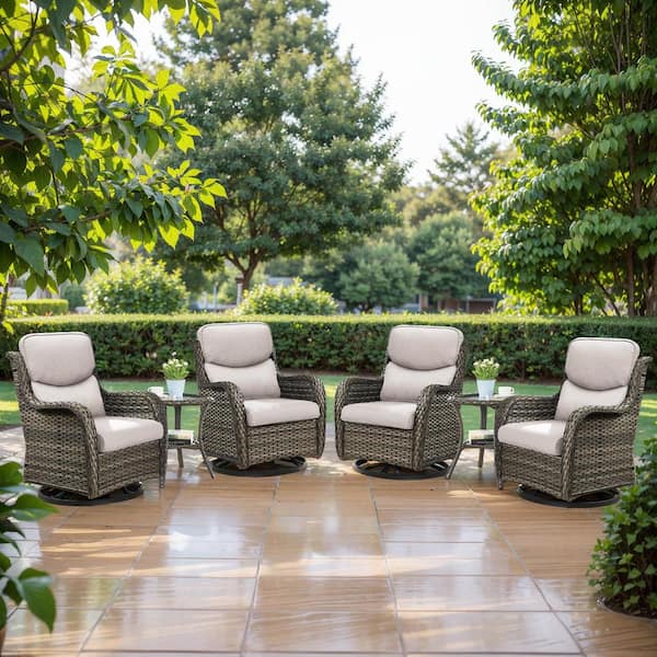 Gymojoy Carolina Outdoor 6-Piece Wicker Patio Conversation Set with 2 ...