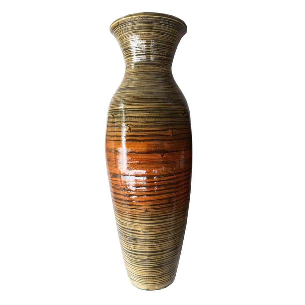 HomeRoots 29.5 in. Gold Wood Amphora Decorative Vase 2000294810 - The Home Depot