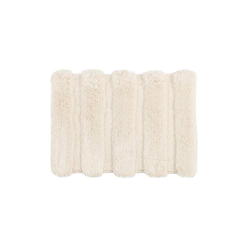 17 in. W x 24 in. L Beige Bath Rug with High-Low Stripe Design JD59LING ...