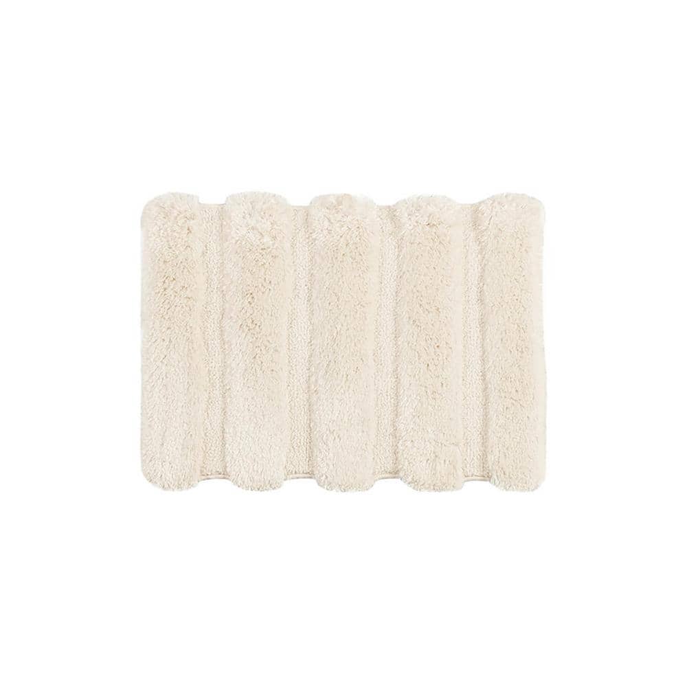 Jeedeson 17 in. W x 24 in. L Beige Bath Rug with High-Low Stripe Design ...
