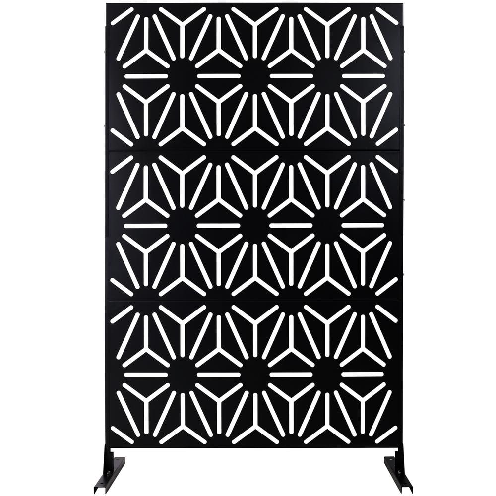 Zeus & Ruta 6.3 ft. H x 4 ft. W Black Metal Privacy Screen Freestanding ...