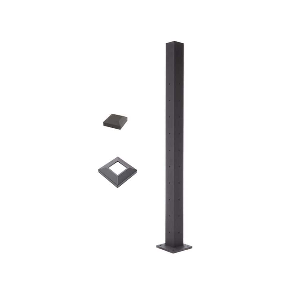 Deckorators Cable Rail 39 in. Textured Black Aluminum Corner Post for ...
