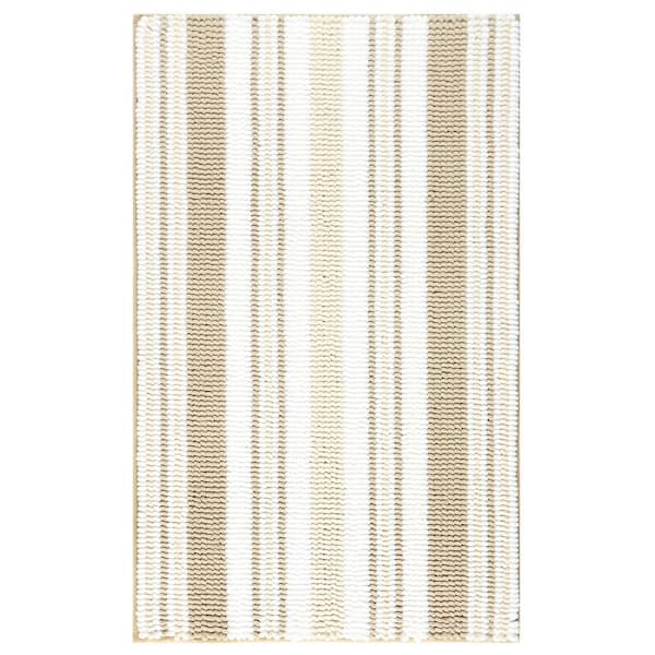 Home Dynamix Trina Turk Carson Stripe 21 in. x 34 in. Beige Bath Mat 2 ...