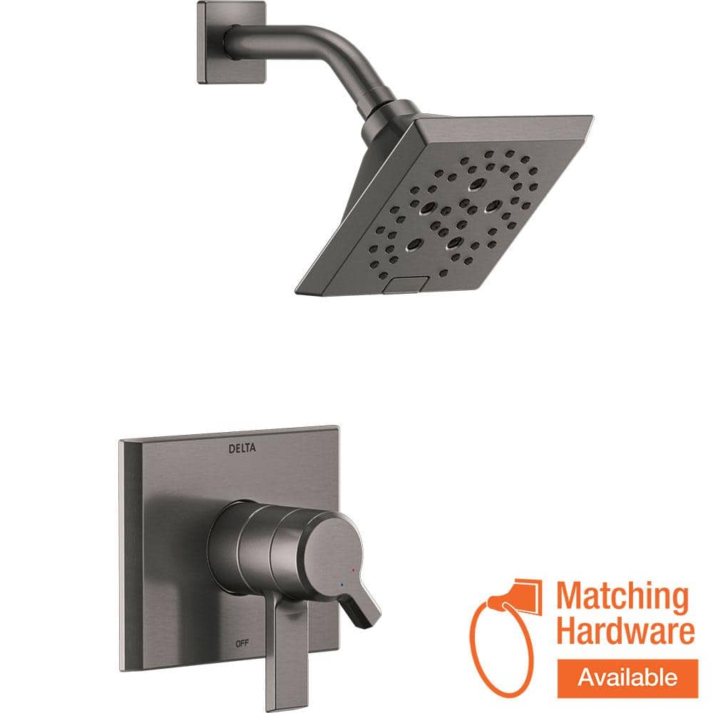 Delta Pivotal 1-Handle Wall-Mount Shower Trim Kit in Lumicoat Black ...