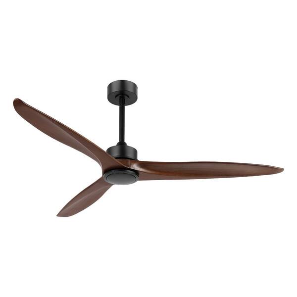 WINGBO 60 in. 3-Blades Indoor Ceiling Fan in Black and Walnut with ...