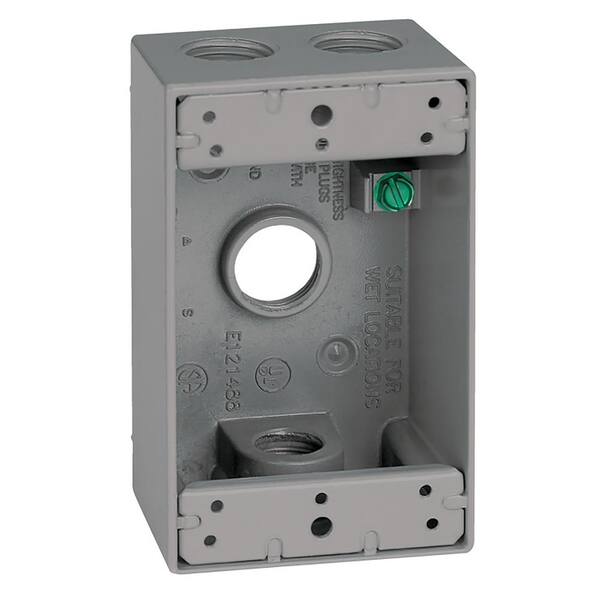 Commercial Electric 1-Gang Metal Weatherproof Electrical Outlet Box ...