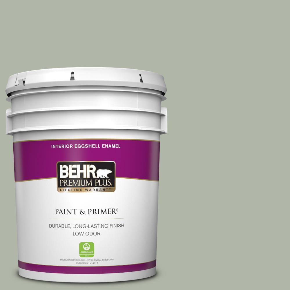 BEHR PREMIUM PLUS 5 gal. #ICC-56 Green Tea Eggshell Enamel Low Odor ...