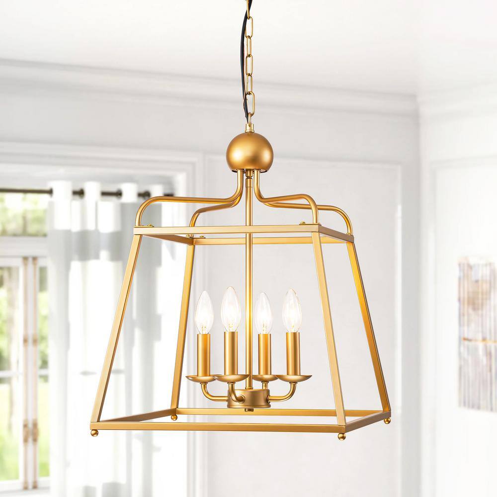 RRTYO Elutheria 4-Light Brass Modern Lantern Chandelier Vintage ...