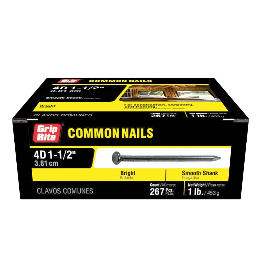 Reviews for Grip-Rite 1-1/2 in. x 12-1/2-Gauge 4-penny Bright Steel ...