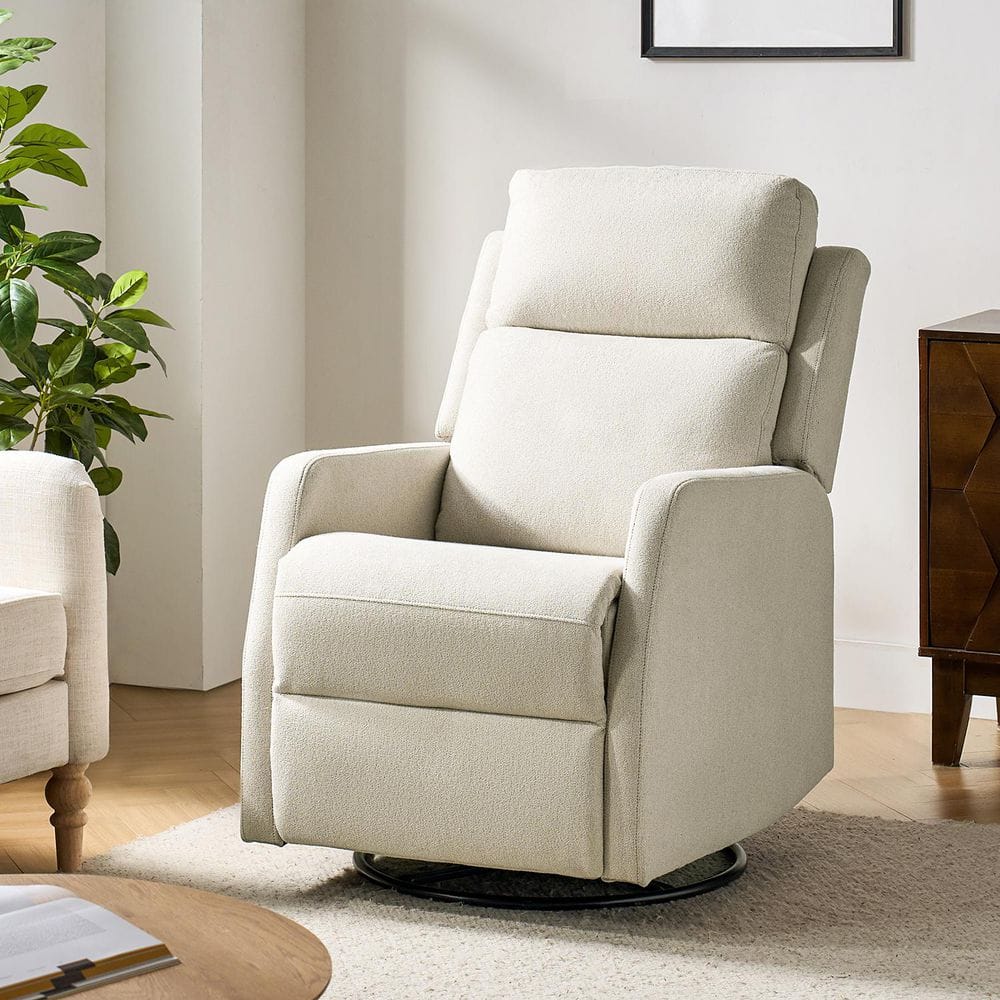 JAYDEN CREATION Luis Beige Traditional Swivel Rocker Manual Recliner ...