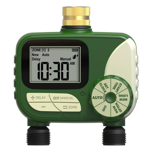 MOEPISY Hose Timer Sprinkler Timer Outdoor with Brass Inlet, 2 Outlet ...