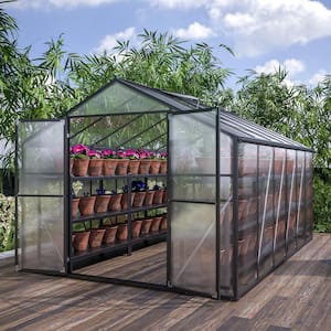 AirWire 8 ft. W x 10 ft. D Black polycarbonate Greenhouse with roof ...