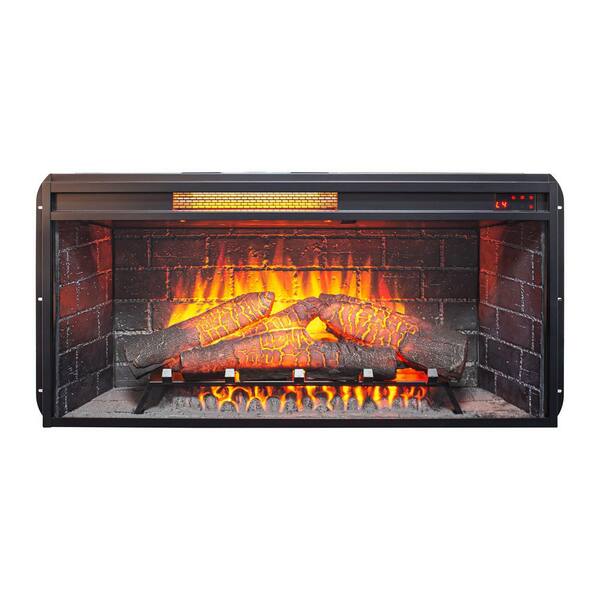 36 in. Ventless Infrared Electric Fireplace Insert with Removable Trim ...