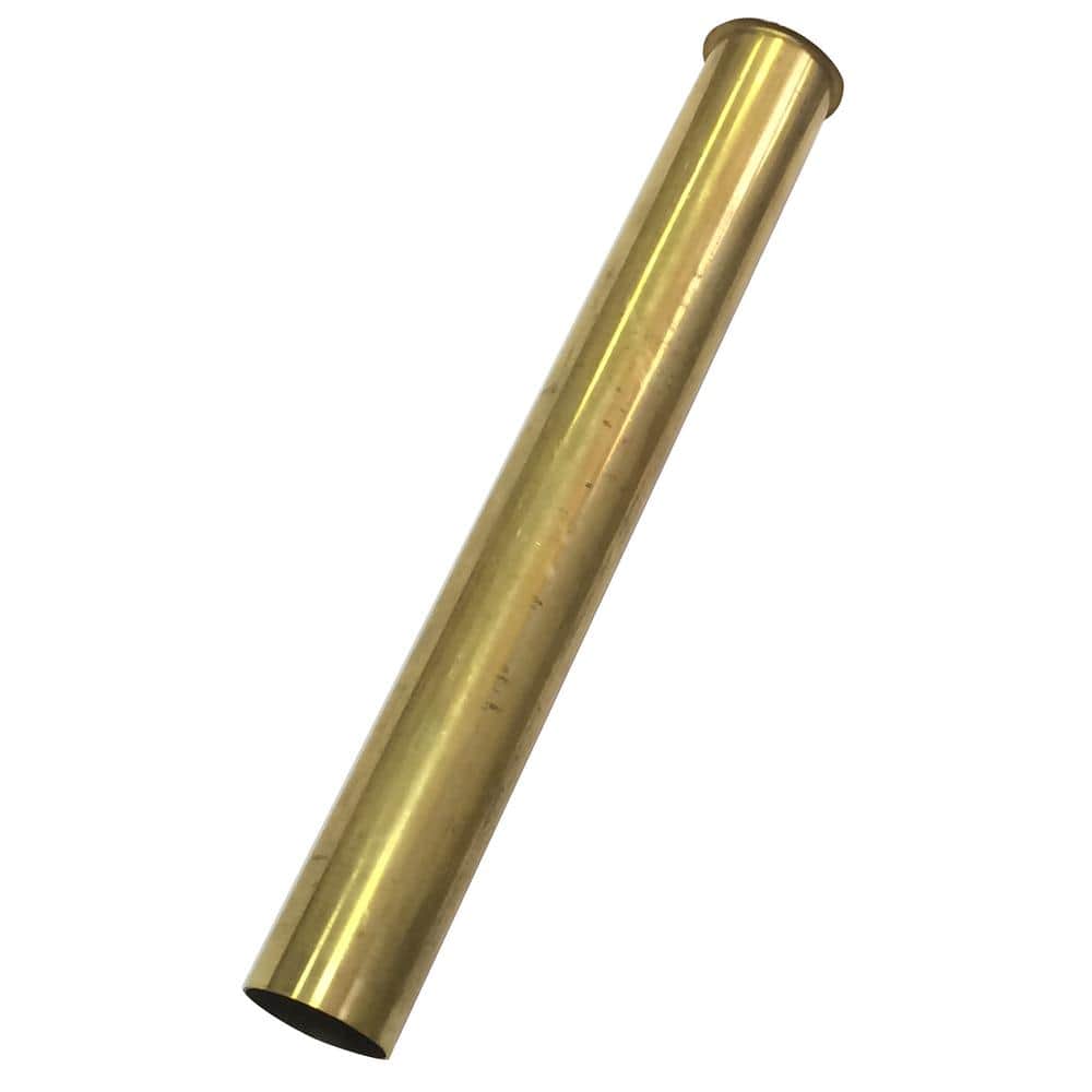 Westbrass 1-1/2 in. x 12 in. Brass Flanged Tailpiece, Unfinished Brass ...