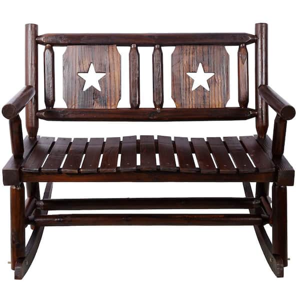 Brown 48 in. Wood Outdoor Bench, Outdoor Wooden Garden Bench, Patio ...