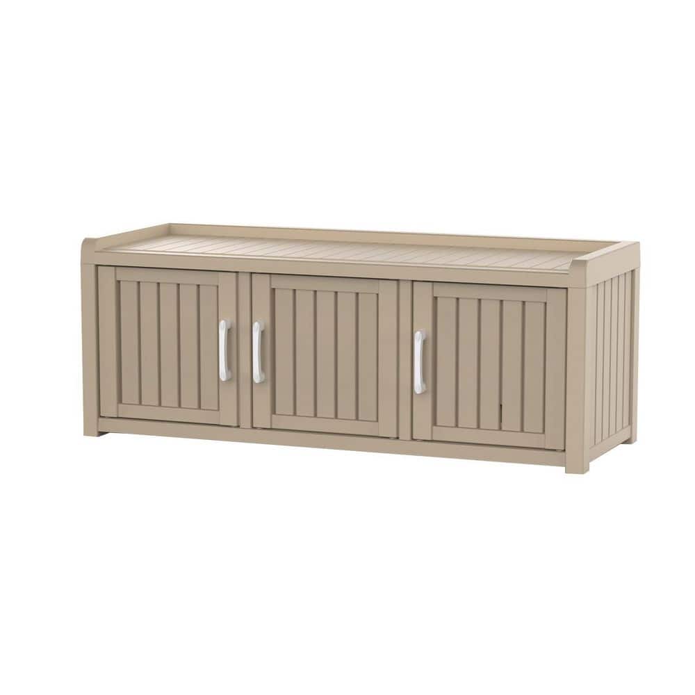 Ama pear 47 in. W x 18 in. D x 17 in. H Gray Resin Outdoor Storage ...