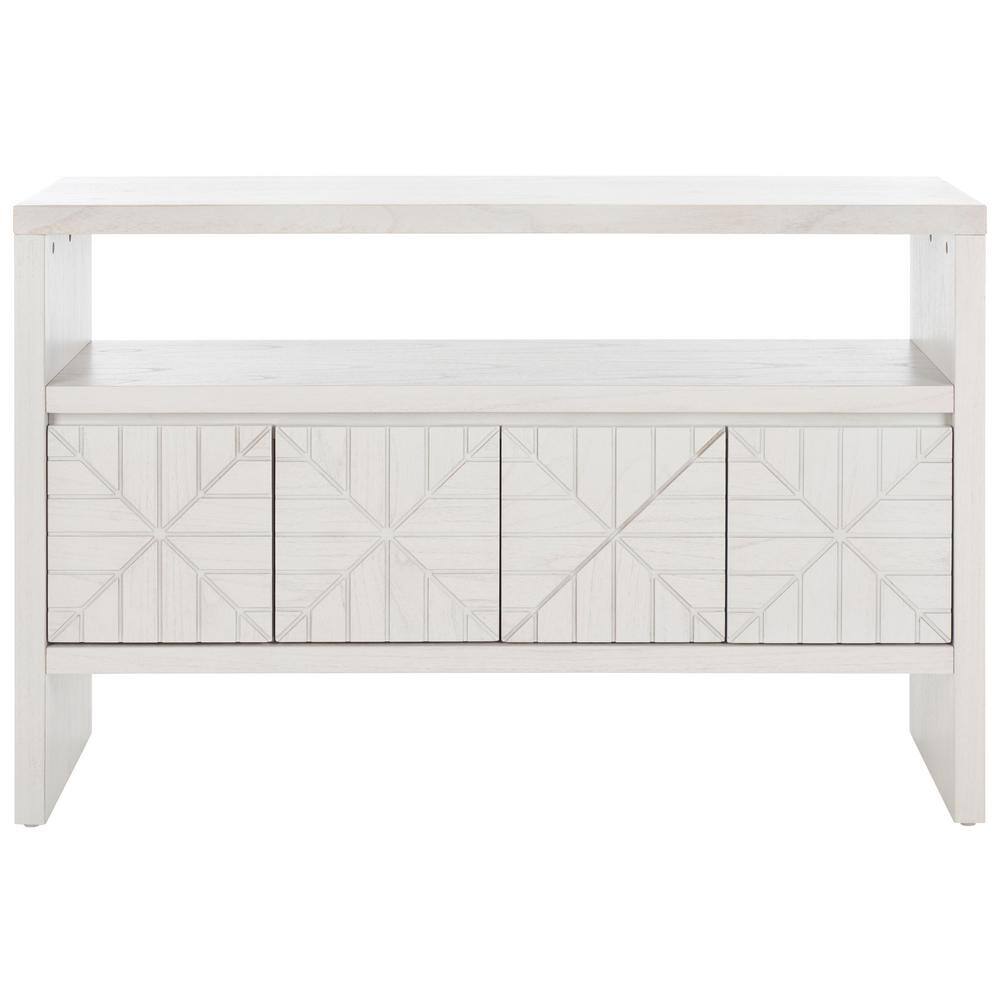SAFAVIEH Zella 15 in. White Washed Rectangle Wood Console Table with ...