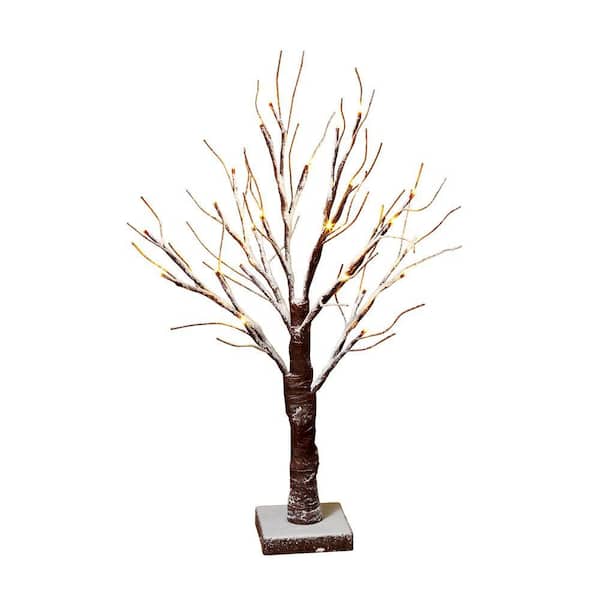 24 in. Battery-Operated Pre-Lit Snowy Tabletop Tree 2085060HD - The ...