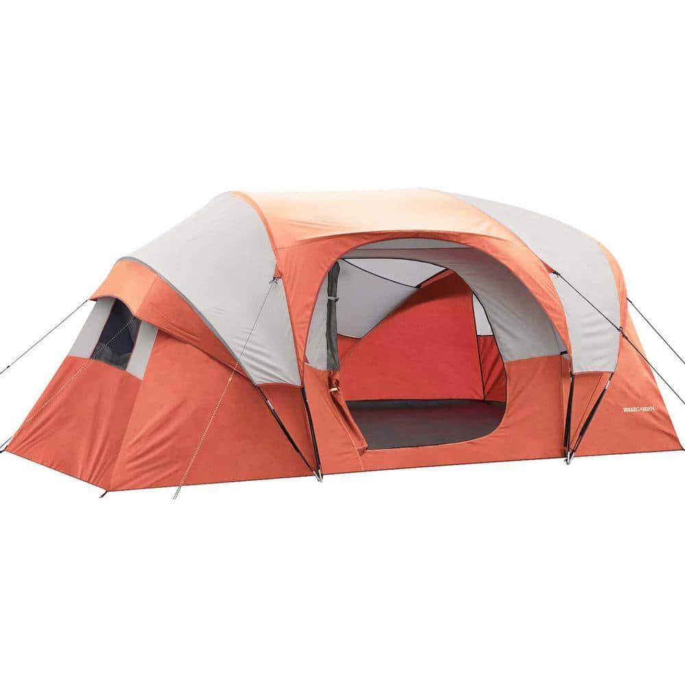 Zeus & Ruta 14 ft. x 11 ft. Red 10-Person Canopy Portable Camping Tent ...