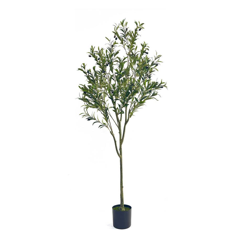Zeus & Ruta Green Iron Plastic Artificial Olive Tree with Silvery-Green ...
