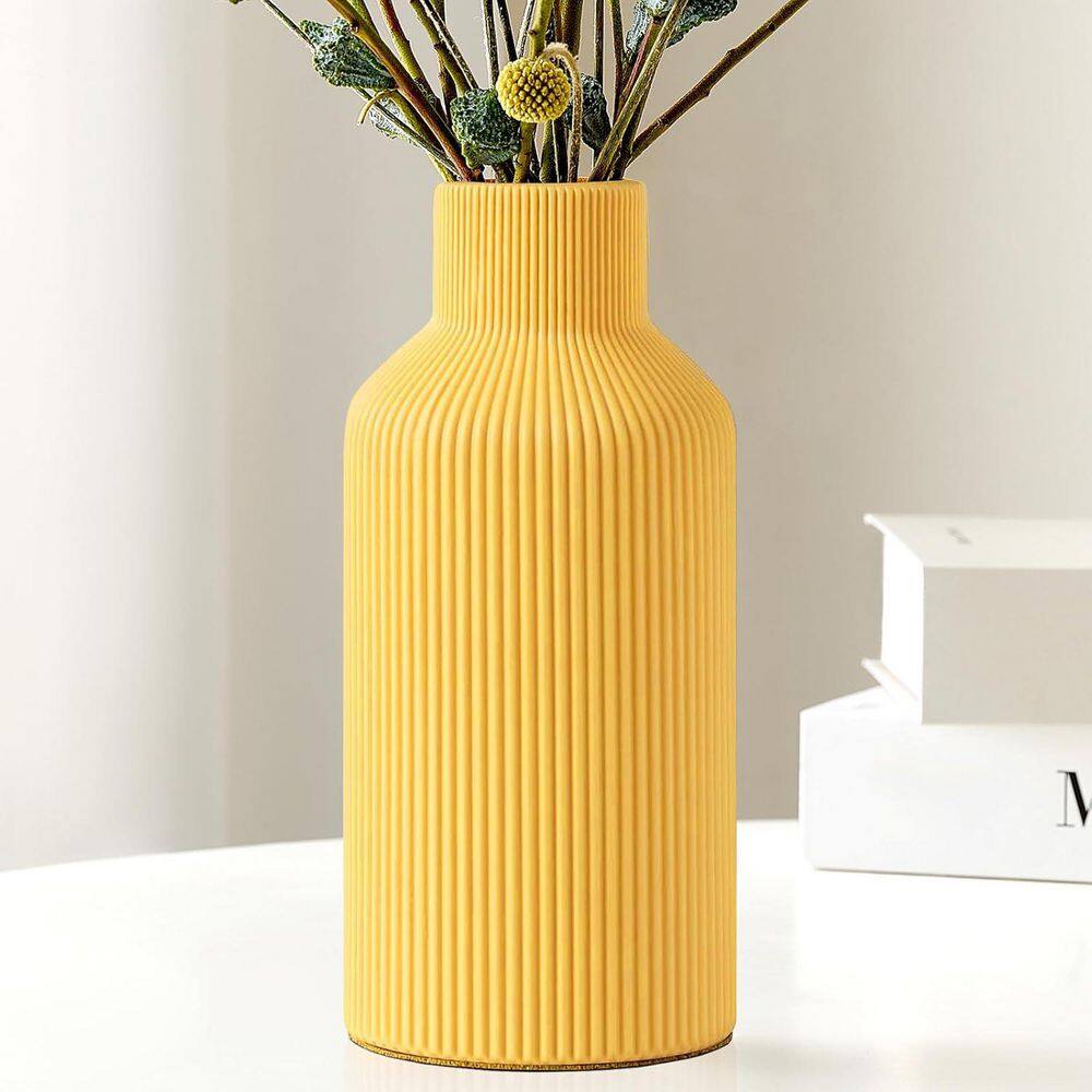 8.2 in. Yellow Ceramic Decorative Vase YJ00628 - The Home Depot