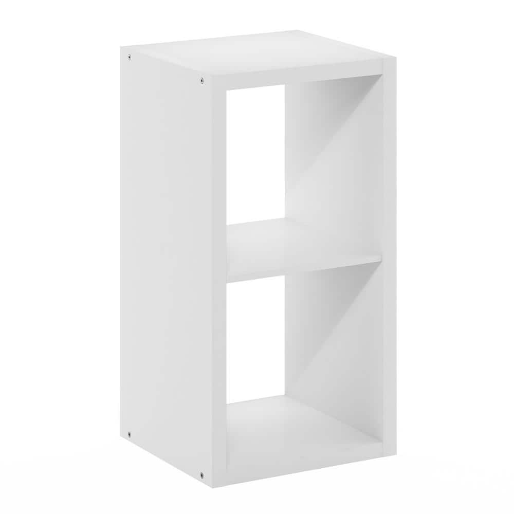 Furinno Cubicle 30 in. Tall White Wood 2 Shelf Open Back Bookcase ...