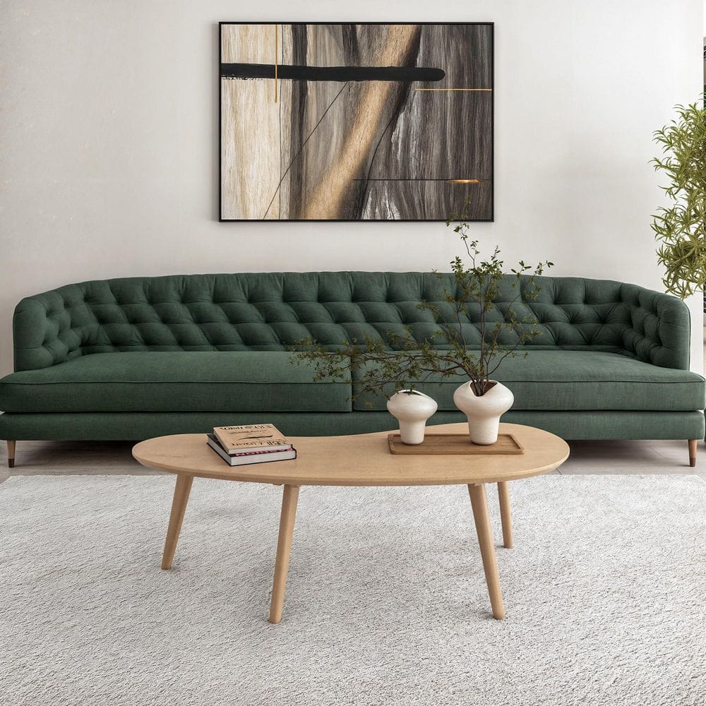 Camaflexi Mid Century Modern 47.25 in. L Light Oak Wood Abstract Shaped ...