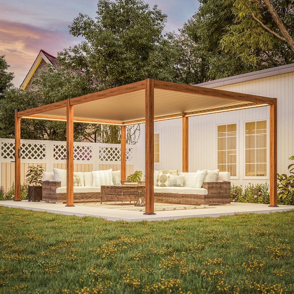 Sonkuki Nordica Series 12 ft. x 20 ft. Aluminum Louvered Pergola with ...