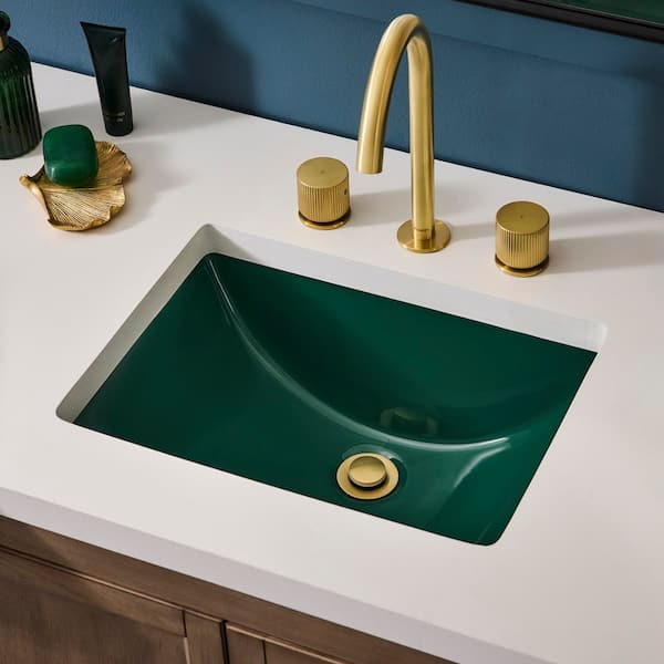 Ruvati Krona 21 in. x 15 in. Undermount Bathroom Sink in Emerald Green ...