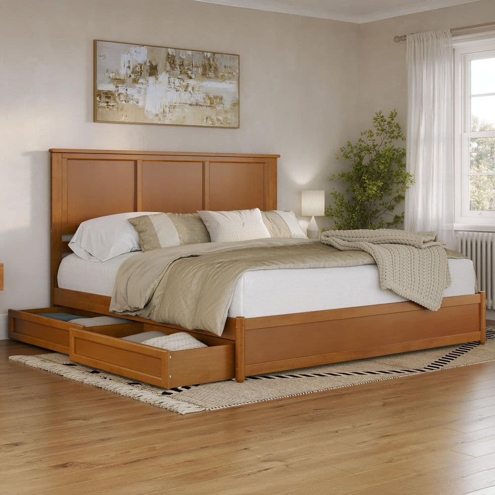 AFI Felicity Light Toffee Natural Bronze Solid Wood Frame King Platform ...