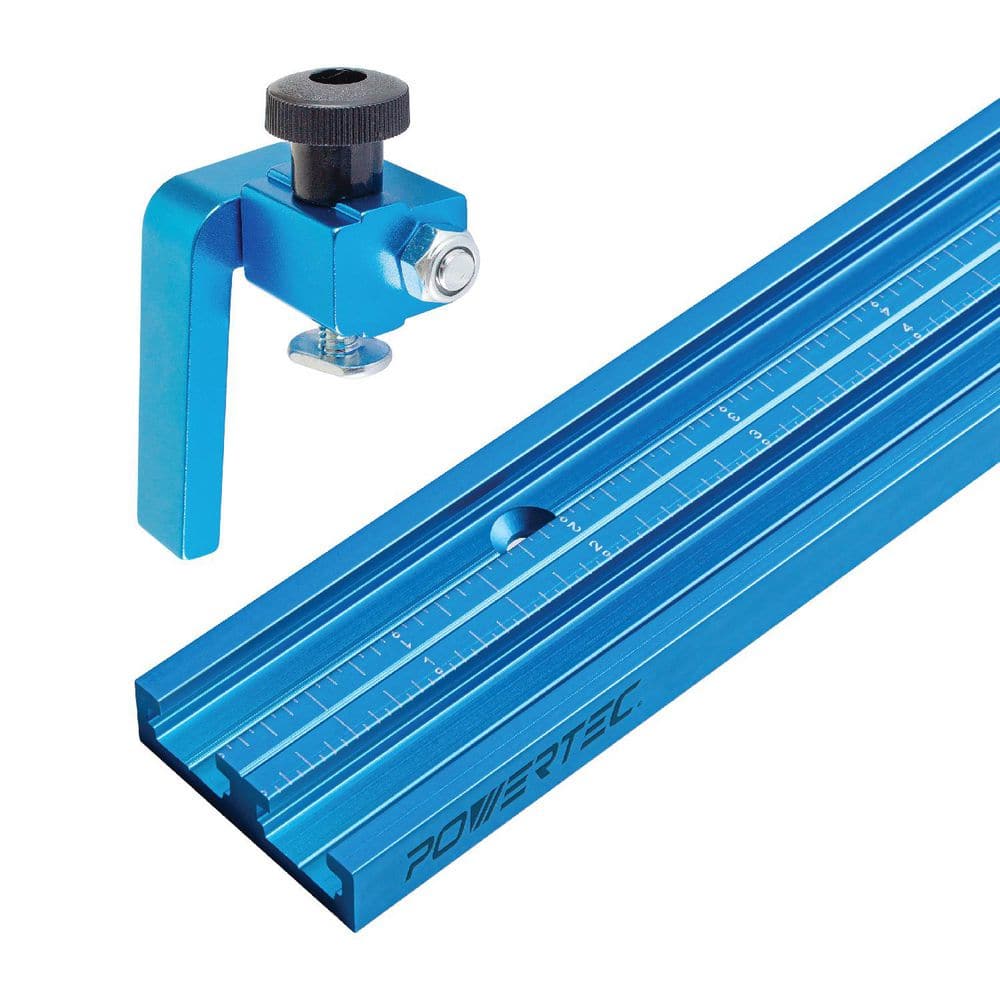 ‎POWERTEC 36 in. Double-Cut Profile Universal T-track with Dual Laser Engraved Scale and 3 in ...