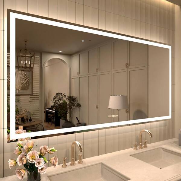TaiMei 72 in. W x 36 in. H Rectangular Frameless LED Wall Bathroom ...