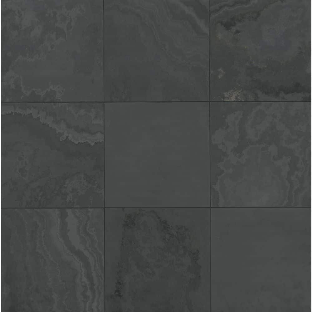 MSI Montauk Black 12 in. x 12 in. Honed Slate Floor and Wall Tile (10 ...