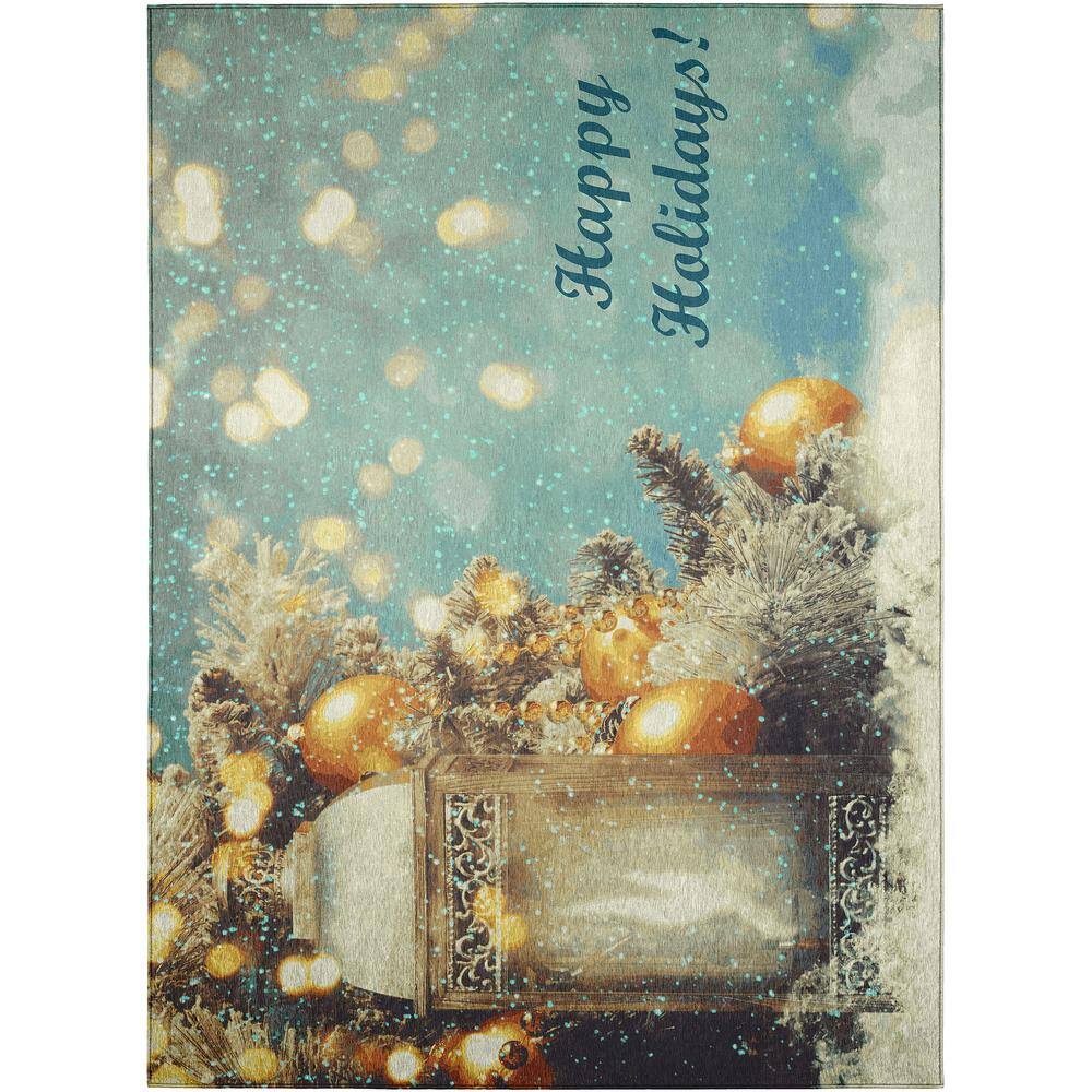 Addison Rugs Cozy Winter Blue 5 ft. x 7 ft. 6 in. Indoor/Outdoor ...