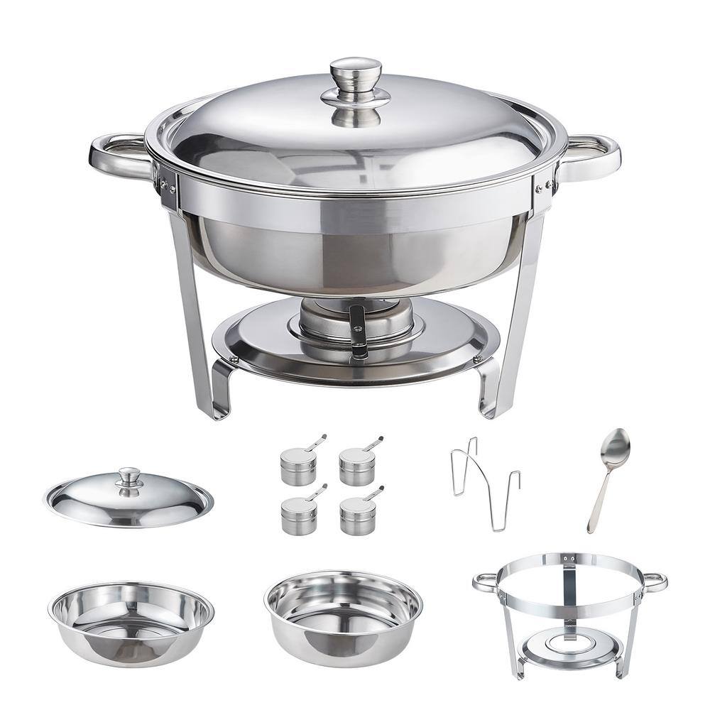 VEVOR Chafing Dish Buffet Set 6 qt. Silver Stainless Steel Chafer Pan ...