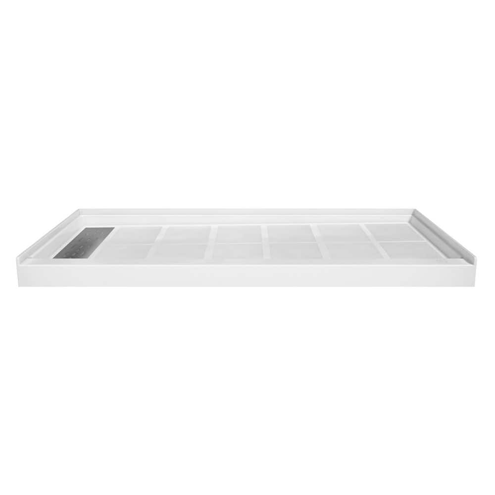 VANITYFUS 60 in. L x 30 in. W Single Threshold Alcove Shower Pan Base ...