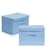Furinno 15 in. x 10.6 in. Non-Woven Fabric Blue Storage Bin with Lid (2 ...