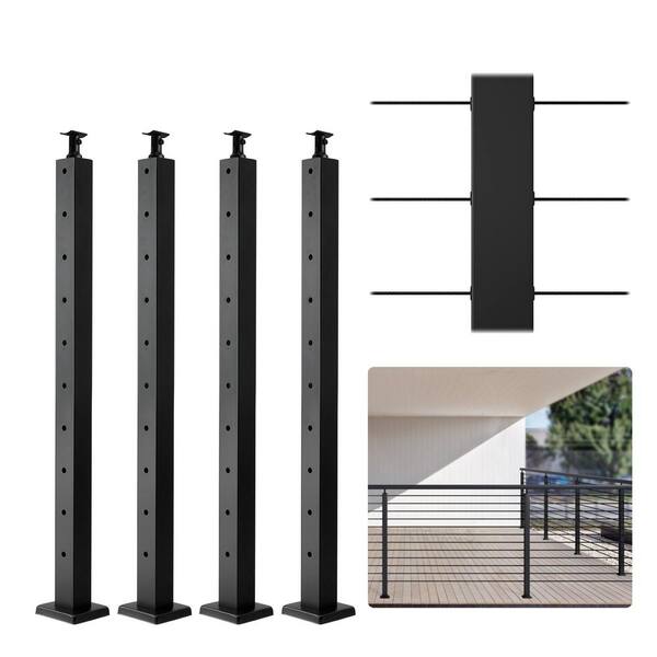 VEVOR Cable Railing Post 36 in. x 2 in. x 2 in. Steel Horizontal Hole ...
