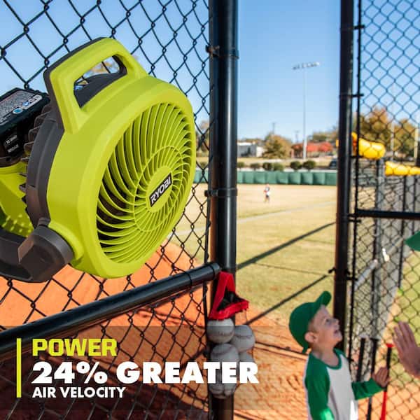 RYOBI ONE+ 18V Cordless Hybrid WHISPER SERIES 7-1/2 in. Fan with 2.0 Ah ...