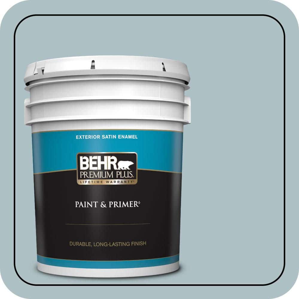 BEHR PREMIUM PLUS 5 gal. #PPU13-14 Ozone Satin Enamel Exterior Paint ...
