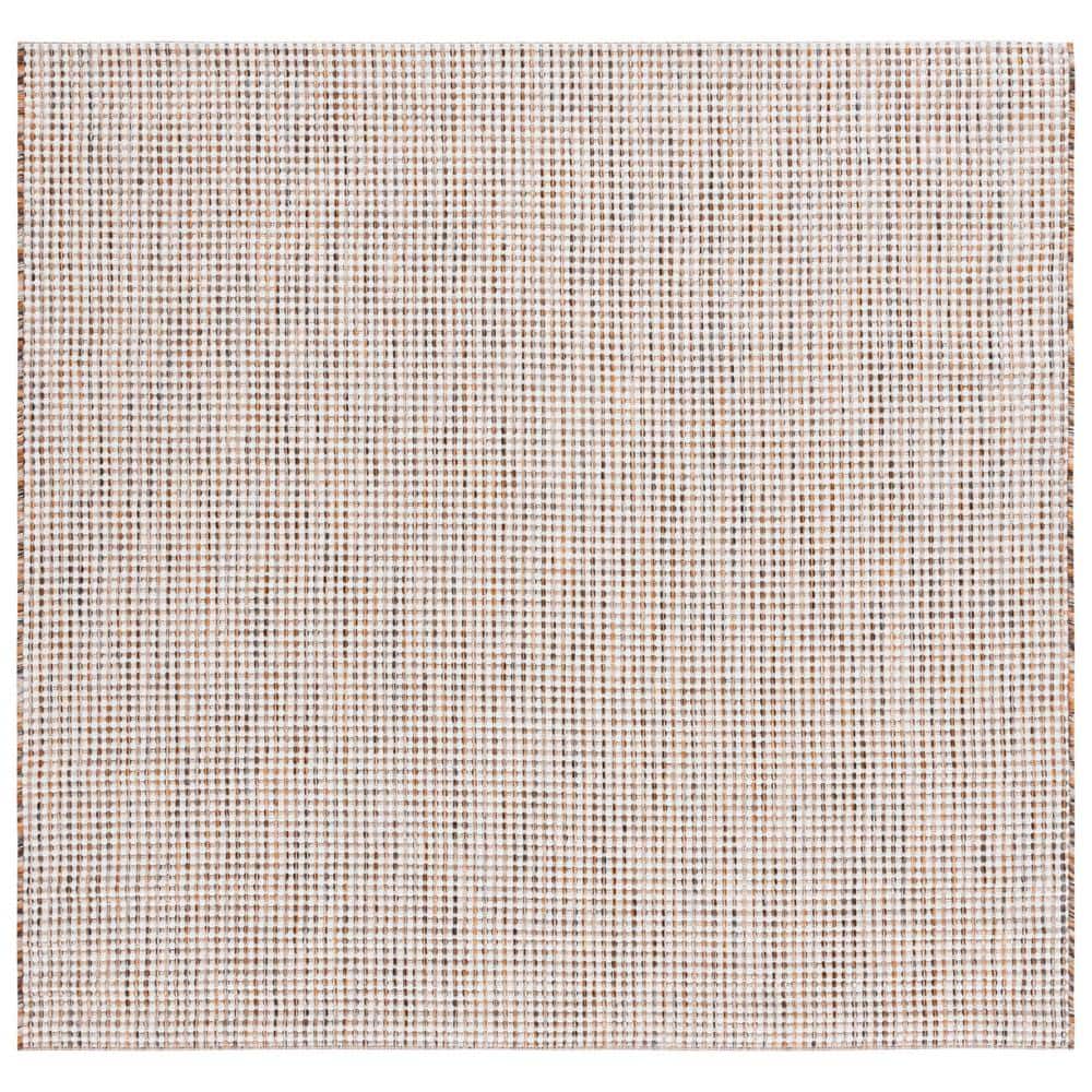 SAFAVIEH Courtyard Ivory Gray/Rust 7 ft. x 7 ft. Woven Geometric Indoor ...