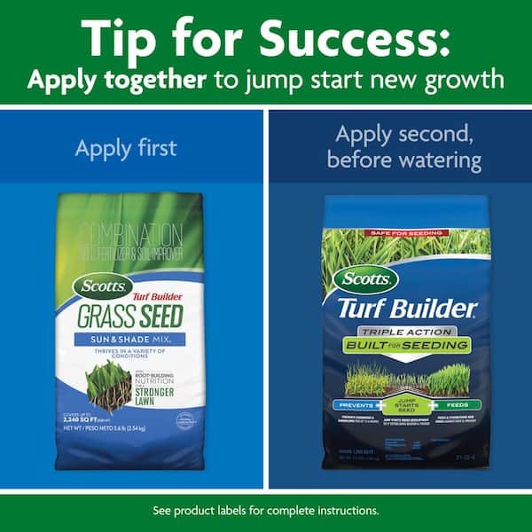 Scotts Turf Builder Grass Seed Sun and Shade Mix and Triple Action ...